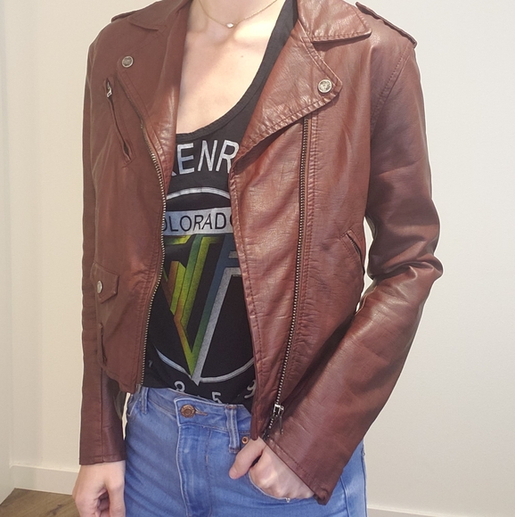 Divided | Jackets & Coats | Rust Red Leather Jacket | Poshmark